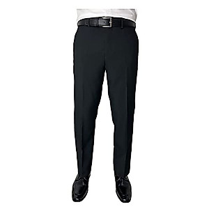 Sir Gregory Men's Fitted Flat Front Dress Pants with Expandable Waistband Black 34