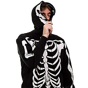 Calhoun Men's Glow in The Dark Skeleton Costume Zip Hoodie (Black, X-Large)