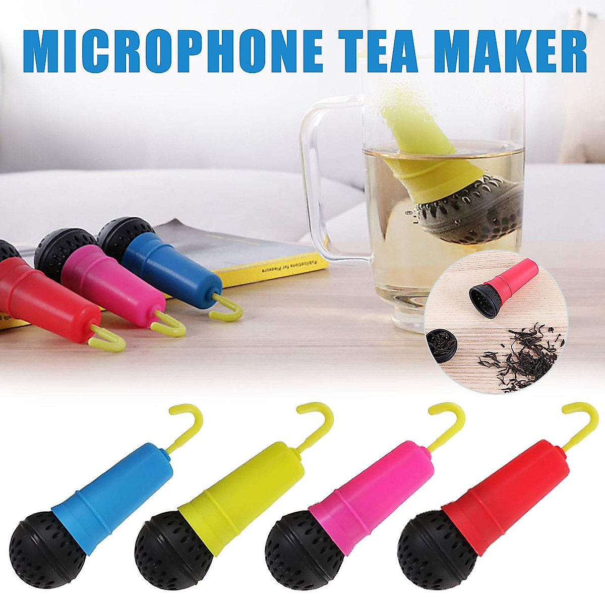 Dempiire Clear Container with Maker Creative Silicone Silicone Microphone Pantry Organization And Storage Glass Containers (Hot Pink, One Size)