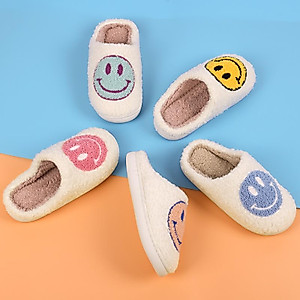 CWODOR Kids Slippers Boys Girls Plush Non-Slip House Slippers Cute Soft Slip-On Shoes For Little Big Kids White 4-4.5 Big Kids
