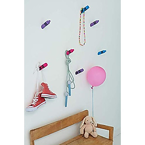 Room Copenhagen, Crayola Wall Hangers Organizational Décor – Set of 4 Crayon Wall Hooks for Storing Jackets, Bags, and More - Bold Blush (2X Razzmatazz, 2X Violet)