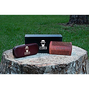 Beard Brush and Comb Set for Men - Premium Handmade Grooming Set - Elegant Box and Cotton Bag - Horsehair Bristled Brush and Double-Sided Aromatic Wooden Comb - Perfect Kit for Home or Travel