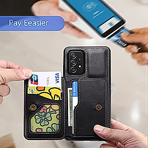 LINYUNE Galaxy S23 Ultra Wallet Case with Credit Card Slot Holder Case [4 Cards] [Car Mount Function], PU Leather Wallet Case for Galaxy S23 Ultra 5G 6.8 Inch - Black