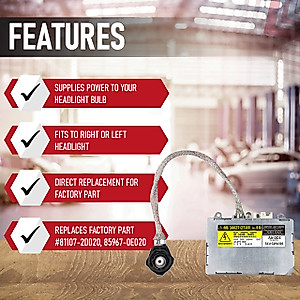 HID Ballast with Ignitor - Headlight Control Unit Module - Replaces 85967-0E020, 81107-2D020, DDLT002, KDLT002 - Compatible with Toyota & Lexus Vehicles - Prius, Avalon, Sienna, ES300, ES330, LS430