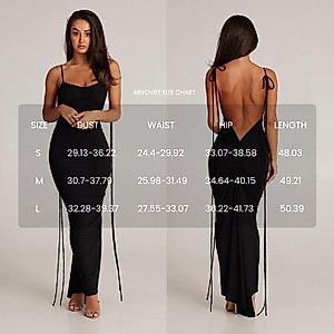 ABYOVRT Women Sexy Backless Dress Bodycon Sleeveless Open Back Maxi Dress Going Out Elegant Party Cocktail Long Dress (A-Black, M)