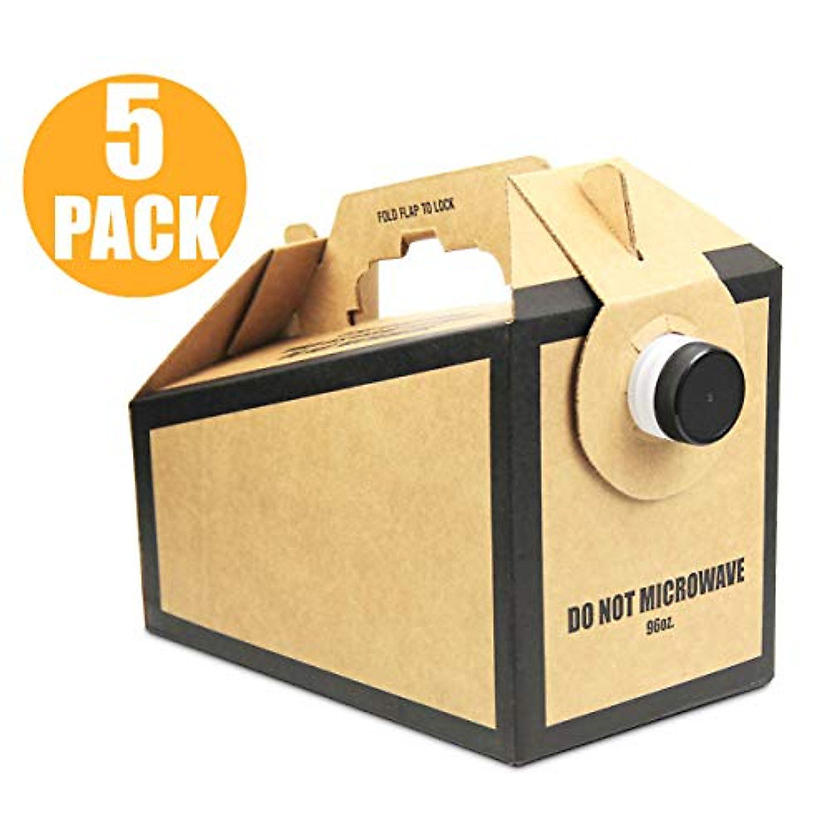 [5 Pack] Disposable Coffee Dispenser, Insulated Hot Cold Bulk Beverage Server Carafe, Box of Joe to Go, 96oz 0.75gal