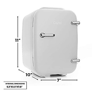 CAYNEL Mini Fridge Cooler and Warmer, (4Liter / 6Can) Portable Compact Personal Fridge, AC/DC Thermoelectric System, 100% Freon-Free Eco Friendly for Home, Office and Car