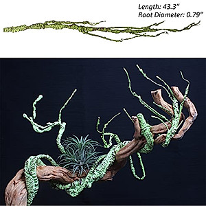 Artificial Bendable Jungle Vines Plants Greenery Bearded Dragon Leopard Crested Gecko Chameleon Lizard Snake Tank Cage Accessories, Plastic Reptile Terrarium Habitat Climbing Leaves Decor for Iguana