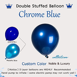 Kozee Chrome Blue Double-Stuffed Balloons different sizes 52 PACK 18+10+5 inch Metallic Navy Blue balloon Garland kit For 2023Graduation Wedding Birthday baby shower anniversary decorations