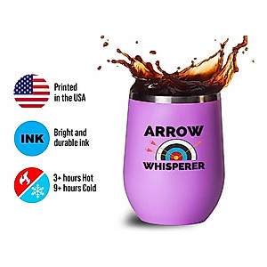 Archery Pink Wine Tumbler 12oz - Arrow Whisperer - Archery Trainer Bowfishing Deer Shooting Target Shot
