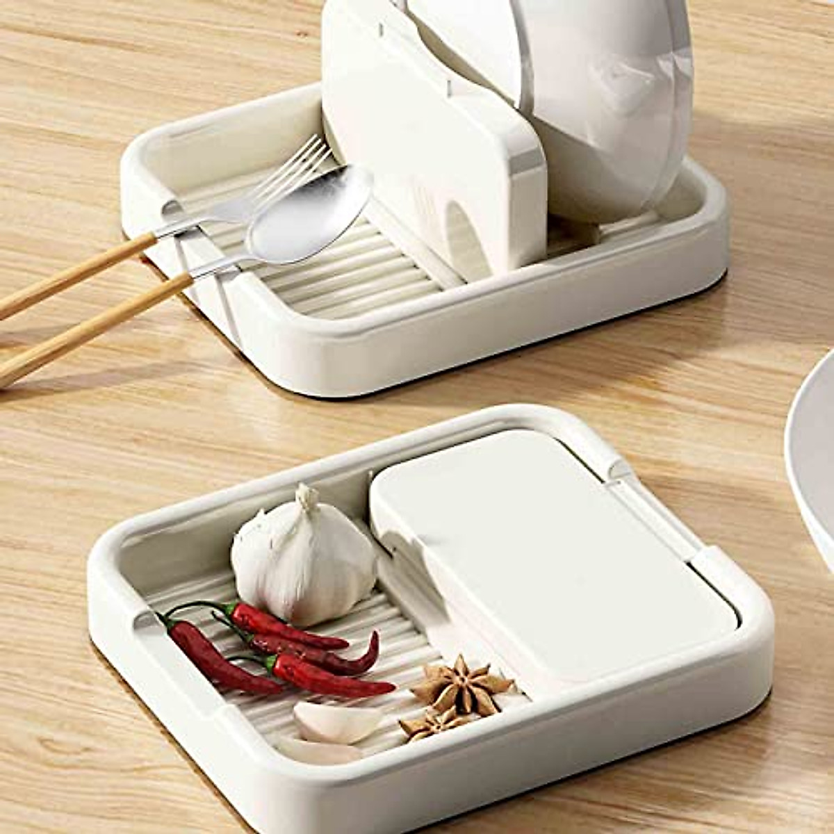 Foldable Lid Rack, Foldable Pot Cover Rack, Multifunctional Kitchen Spatula Soup Spoon Stove Countertop Shelf Pot Lid Storage Shelf, White(White)