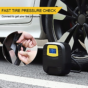 LJXDQIXIU Air Compressor Tire Inflator - Portable DC 12V 120PSI Auto Air Pump - Digital Pressure Gauge, Touchscreen and Emergency LED Light - Car Tire, Bicycle, Basketball and Other Inflatables