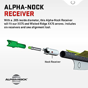 TenPoint Alpha-Nock Receiver, Orange (.305 Inside Diameter) - Pack of 6 - Compatible with XX75 & Wicked Ridge XX75 Arrows