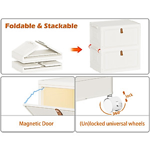 HOMIDEC Closet Organizers and Storage 70Qt 3 Pack Stackable Storage Bins with 1 Lid Closet Organizer Boxes for Clothes Foldable Storage Box for Clothes/Toys/Office Supplies/Snacks(Milky)