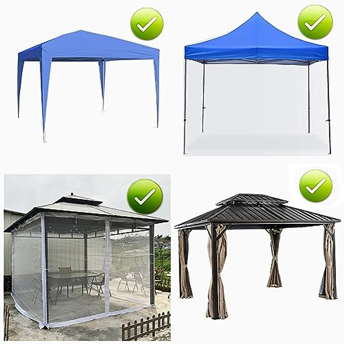 Mosquito Net for 10x10 Canopy Tent,Replacement Mosquito Netting for Gazebo Netting Screen Mosquito Screen Canopy for Camping for Patio Tent 10x10' (Mosquito Netting Only, Black 2)