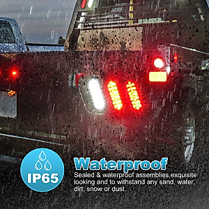 Partsam 2x Oval Clear Lens White Stop Turn Tail Backup Reverse Fog Lights Lamps Rubber Flush Mount 6" 24 LED for Truck Trailer Boat RV Waterproof