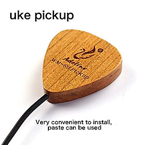 Adeline Ukulele pickup transducer, It's suitable for Classical Acoustic Guitar Violin Viola Banjo Mandolin Ukulele Uke Cello， can "eq" the sound with placement front,side,back etc. (Heart)