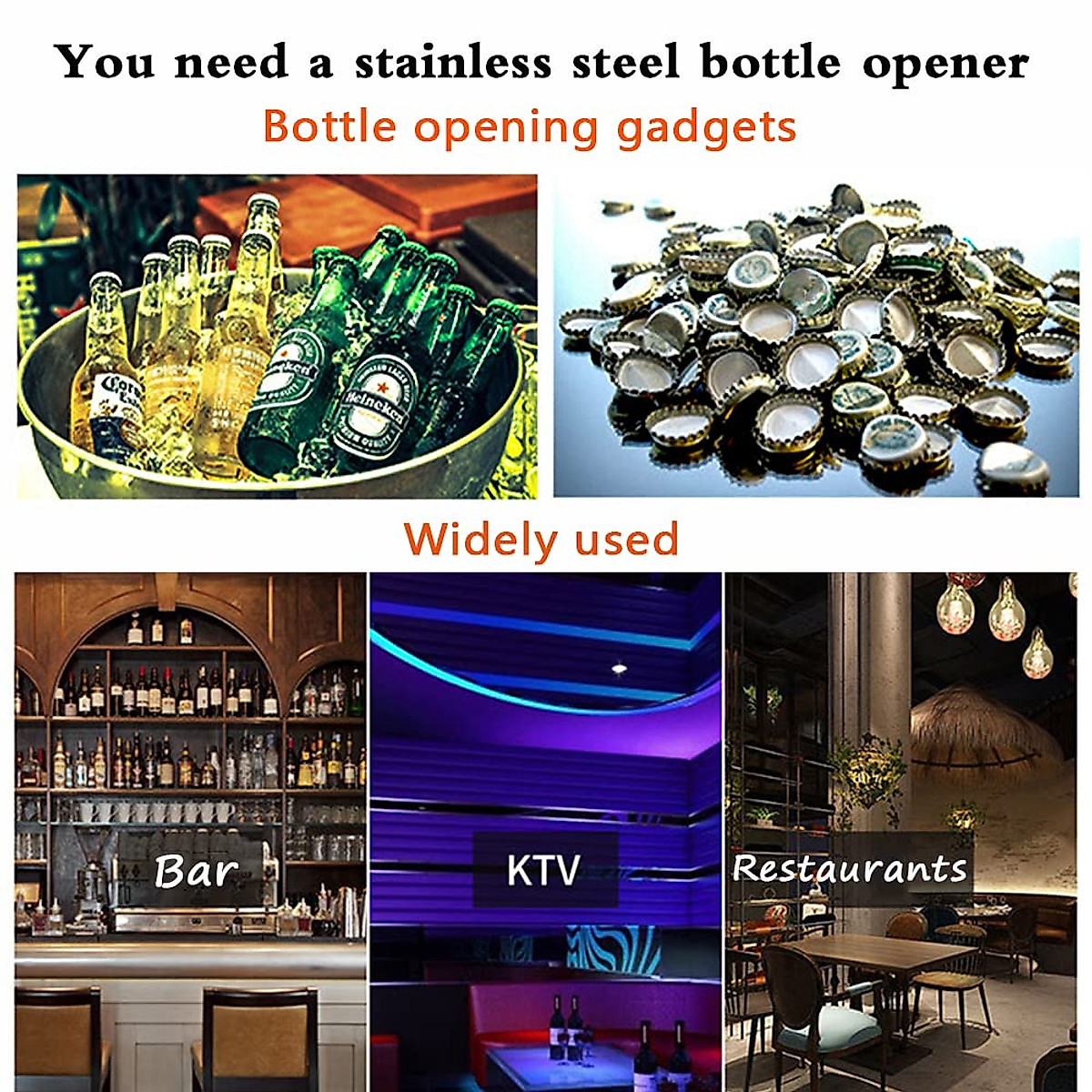 3Pcs Bottle Opener, Flat Bottle Opener, Heavy Duty Stainless Steel Flat Bottle Openers, Beer Bottle Opener 7 Inches