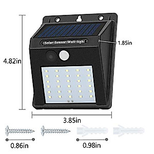 Solar Sensor Lights Outdoor 30 LED Wireless Waterproof Security Solar Motion Sensor Wall Lights for Fence Patio Deck Yard Garden with Motion Activated Auto On/Off
