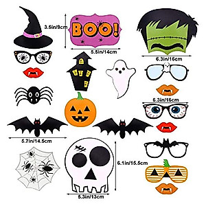 Soochat Halloween Photo Booth Props DIY Kit Halloween Photo Props for Photoshoot Halloween Selfie Props for Dress Up Halloween Party Costumes Accessories 22 Pcs