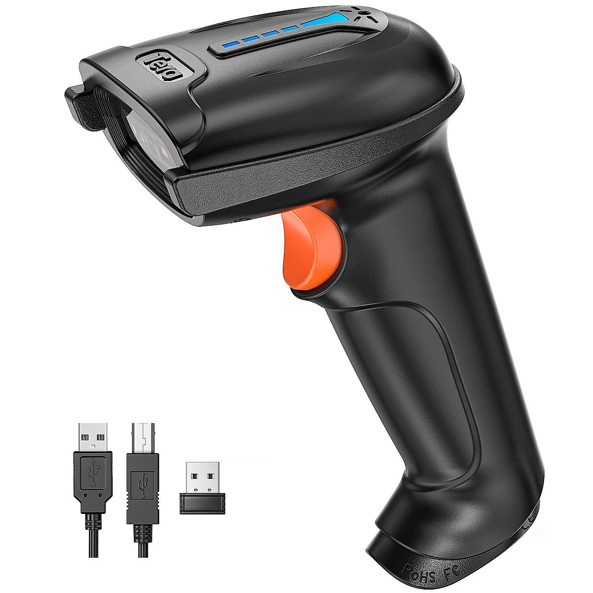 Tera Barcode Scanner Wireless and Wired with Battery Level Indicator 1D 2D QR Digital Printed Bar Code Reader Cordless Handheld Barcode Scanner Compact Plug and Play Model D5100