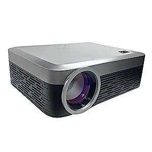 RCA RPJ138 Roku Smart Android Home Projector with Wi-Fi, Built in DVD Player, HD, LED, with RCA Stereo Audio Output, Grey