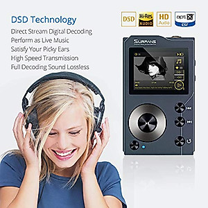 Surfans F20 HiFi MP3 Player with Bluetooth, Lossless DSD High Resolution Digital Audio Music Player, High-Res Portable Audio Player with 32GB Memory Card, Support up to 256GB