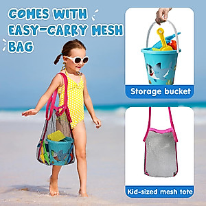 TOY Life Beach Sand Toys for Kids Toddlers - Shark Beach Toys for Kids 3-10, Toddler Sandbox Toy with Sand Bucket, Beach Shovels, Animal Molds Sand Castle Toys, Mesh Bag, Sand Toy for Toddler Boy Girl