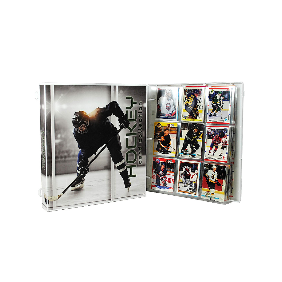 Unikeep Hockey Themed Trading Card Collection Binder with Trading Card Pages. The Binder/Case Is Fully Enclosed to Protect the Cards (Faceoff, Poly Rings)