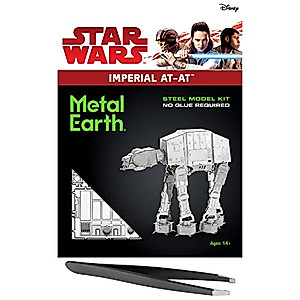 Metal Earth Fascinations Star Wars Imperial at-at 3D Metal Model Kit Bundle with Tweezers