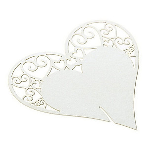 150 Pcs Heart Table Number Place Card Name Card Wine Glass Cup Decoration Postcards for Wedding Party,Reception, Anniversary, Birthday Party (white-150pcs)