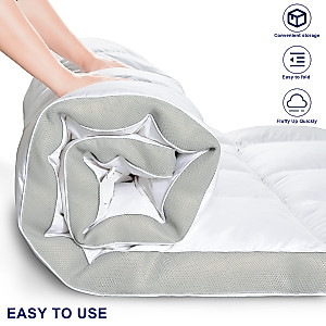 subrtex Feather Mattress Topper Full, Bed Mattress Topper, Breathable Mattress Pad Overfilled with Soft White Goose Down (54"x75")