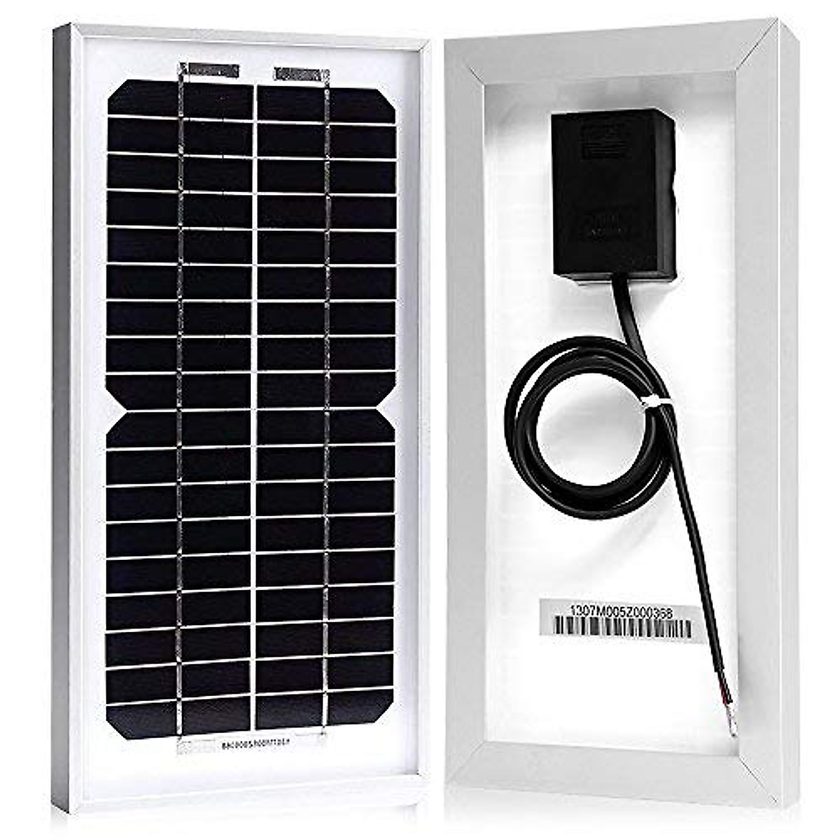 ACOPOWER Solar Panel 5 Watt 12V Black Monocrystalline High-Efficiency Module Off Gird PV Power with Solar Connectors for Battery Charging Path Light