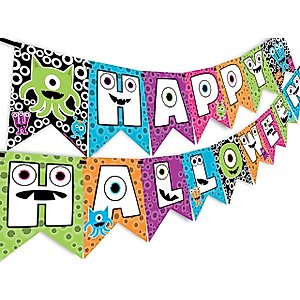 Little Monster Happy Halloween Banner Pennant - Halloween Party Supplies - Halloween Party Decorations - Halloween Decorations - HH