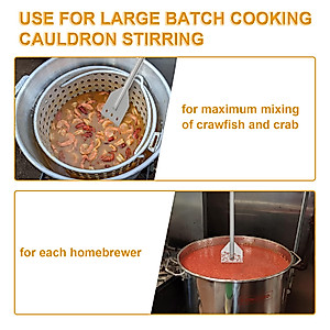BBQ PLUS 42 Inch Crawfish/Crab Boil Mixing Stir Paddle and Wire Mesh Skimmer Spoon Fryer with Long Handle for Stockpots and Fry Pots,Large Stirring Paddle Skimmer Ladle Accessories