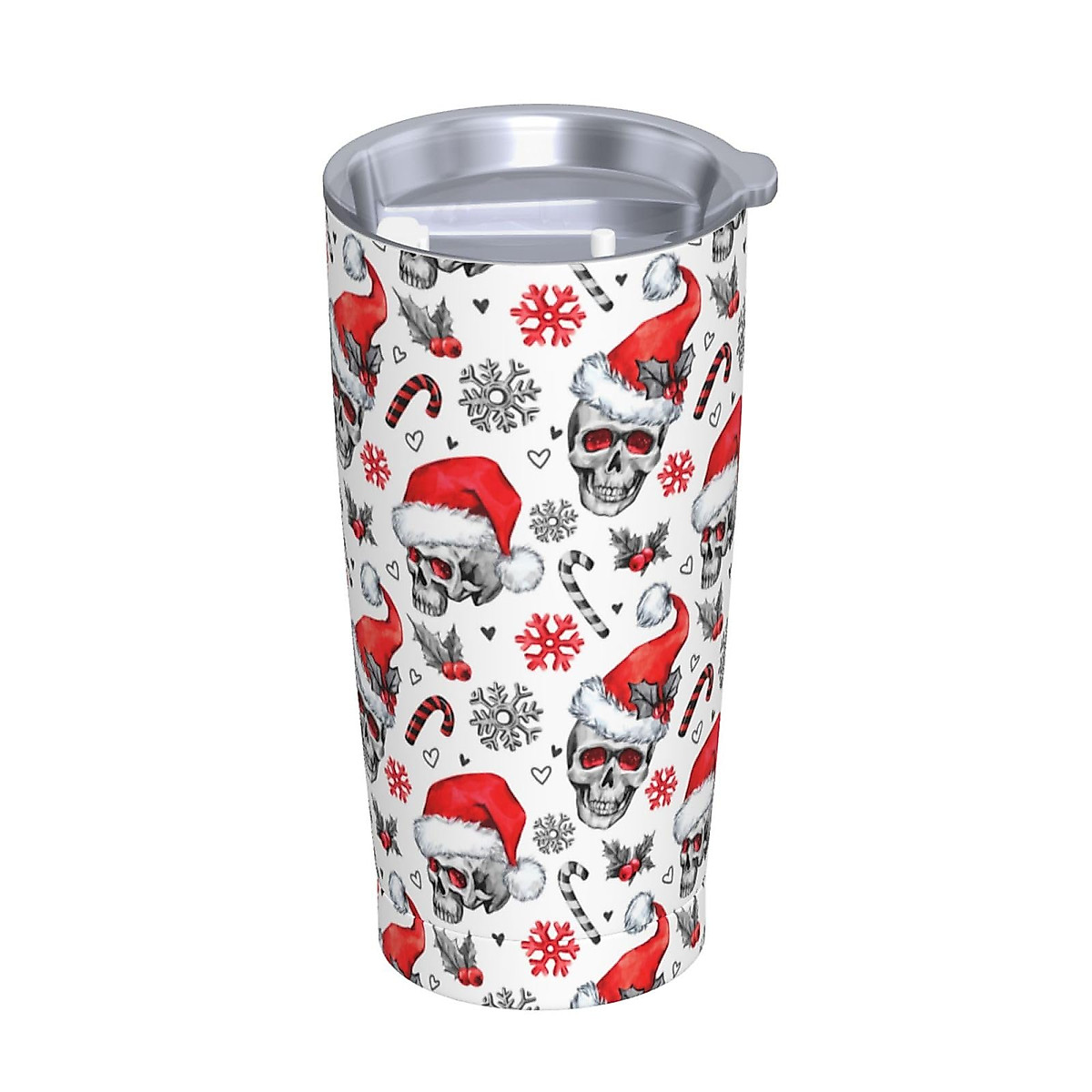 DreamStar Merry Christmas Skull 20oz Insulated Tumbler With Flip Lid And Straw Stainless Steel Cup Travel Tumbler Coffee Mug