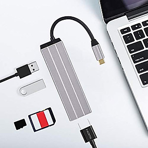 Expansion Dock Hub, Aluminum Alloy 6 in 1 Dock, for Tf+Secure Digital Memory Card+Usb2.0+Usb3.0+ +USB-C Pd Memory Card