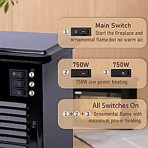 DONYER POWER 14" Mini Electric Fireplace Tabletop Portable Heater, 1500W, Black Metal Frame,Room Heater,Space Heater