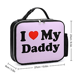 I Love My Daddy Insulated Lunch Tote Bag Durable Lunch Box Container with Detachable Buckled Handle for Office Work Picnic Travel