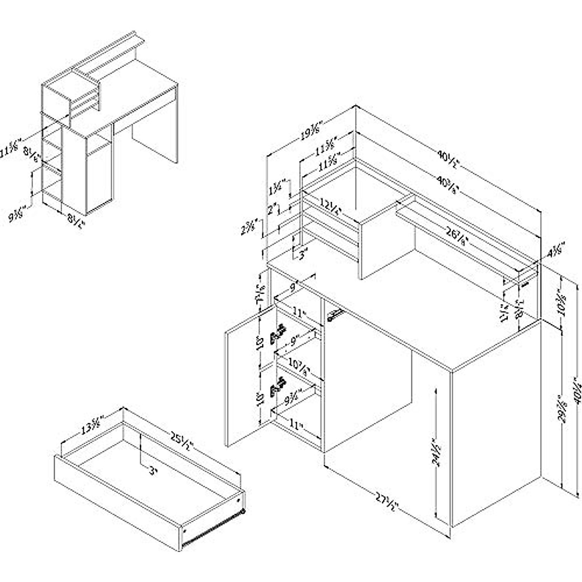 South Shore Crea Craft Table wth Hutch-Pure White