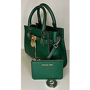Michael Kors Hamilton SM Satchel bundled with SM TZ Coinpouch Purse Hook (Jewel Green)