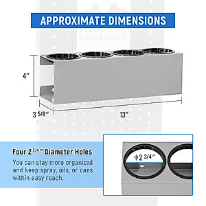 AA Products P-SH-Spray Can Rack 4 Bottle Spray Can Holder Wall-Mounted Rack, Steel Aerosol Can Rack Design for 13" D Van Shelving for Garage and Workspace (Silver)