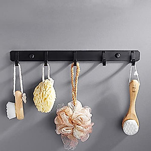 Funvalley Surperfect Coat Rack Wall Mounted 2 Packs,Heavy Duty Metal Hook Rack with 5 Hooks Kitchen Bathroom Storage Organizer Hanger for Coat Bag Hat Black