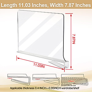 Acrylic Shelf Dividers for Closet Organization, Closet Shelf Organizer Closet Organizer for Bedroom, Closet Dividers for Shelves Clear Acrylic Shelf Dividers Clothing Divider Shelf (Clear,6 Pack)