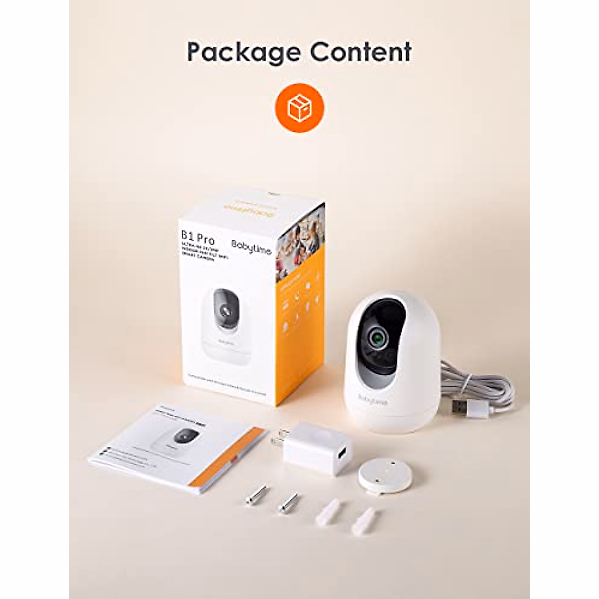 BabyTime Pet Camera, Indoor 2K 360° Wi-Fi Smart Camera with Night Vision, Motion Detection, Two-Way Audio, Compatible with Alex