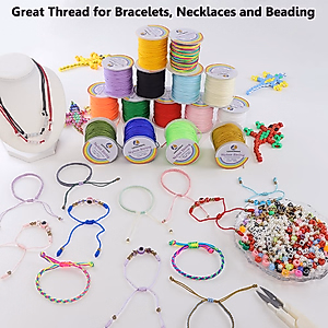 0.8mm Nylon String, Strong Bracelet String, Durable Nylon Cord for Jewelry Making, Bracelets, Beading, Necklaces, Rattail Braiding, Kumihimo, Wind Chimes, Blinds and Handicrafts