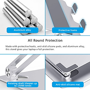 Laptop Stand for Desk, EPN Ergonomic Aluminum Alloy Laptop Holder Adjustable Height Computer Stand Notebook Riser Compatible with MacBook Pro Air, Dell, HP, Lenovo, Samsung More 9-16" Laptops-Silver