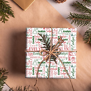 Awsundiy Personalized Gift Wrapping Paper for Kids Women Men Boys Girls, Custom Name Wrapping Paper for Birthday Party Christmas Xmas, Gift Wrap Roll 29"x 20"