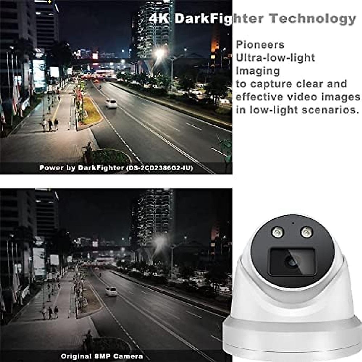 Ⲏikvision IP Camera DS-2CD2386G2-IU 4K 8MP Acusense DarkFighter Turret PoE IP Camera Outdoor, WDR, 2.8mm Lens, IP67 Water and Dust Resistant, H.265+, Compatible with Hik Vision NVR