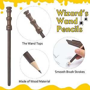 YoHold Wizard Party Supplies Set - Wand Pencils,Wizard Glasses with No Lenses,Lightning Bolt Scar Temporary Tattoo, Gifts for Magic Birthday Party Favors,School Reward,Halloween Decor,12pcs each